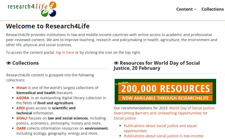 Acces la portalul informaţional Research4Life - Biblioteca Științifică UTM